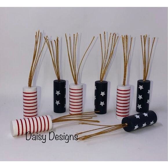Accents | New Set Of 8 Mini Wood 4th Of July Firecrackers Stars Stripes ...
